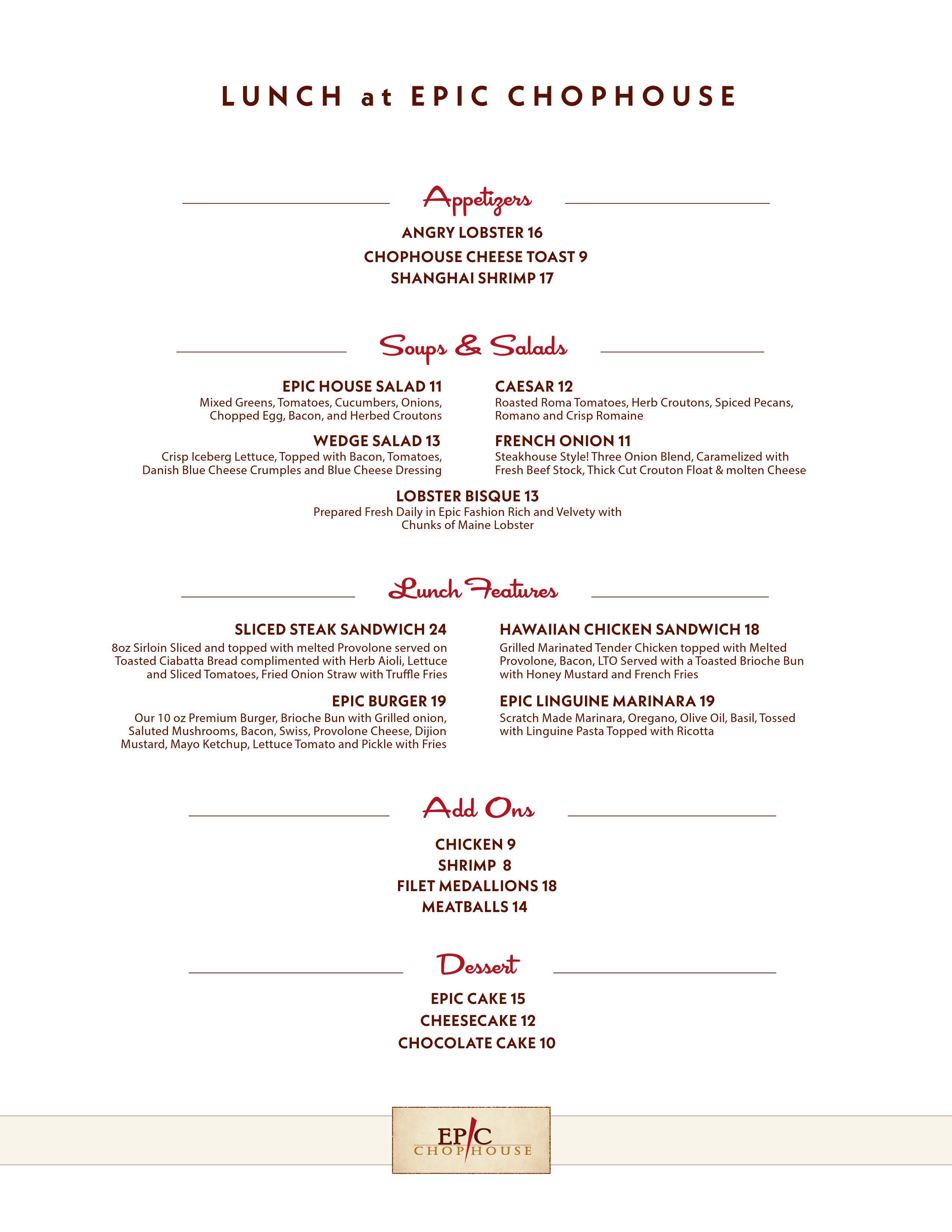 Epic Events - Epic Chophouse